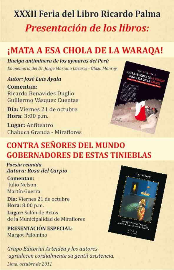 PRESENTACIONES DE LIBROS EN CAJAMARCA, LIBROS DEL 2011, LIBROS DE CAJAMARCA